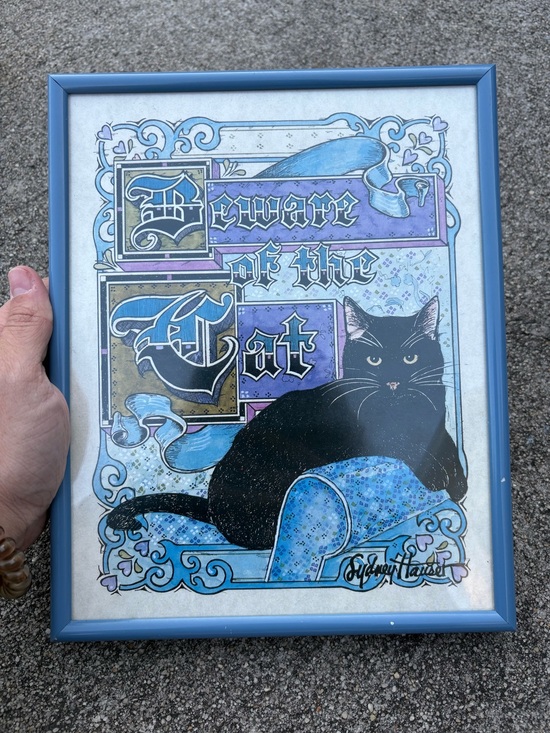 Vintage | Wall Decor | Beware Of The Cat By Artist Sydney Hauser Framed ...